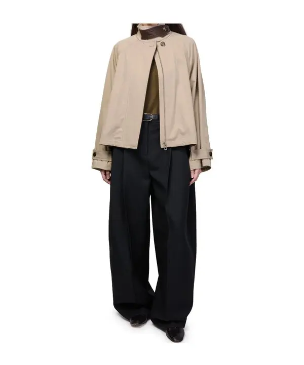 Loewe Cropped Cotton And Silk Zip-up Polo Shirt