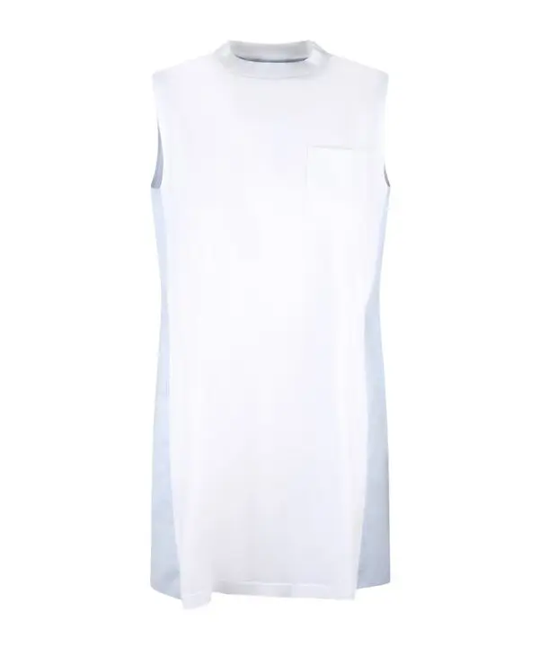 Sacai Sleeveless A-line Dress With Ribbed Crewneck And Chest Pocket