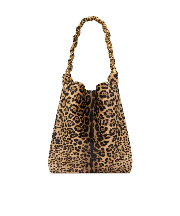 Saint Laurent Amalia Medium Leopard Print Pony Hair Bag - Naturel