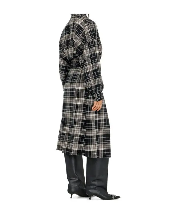 DIESEL® Midi Dress In Check Flannel With Wide Belt