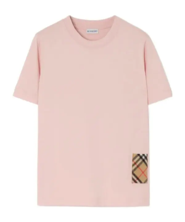 Burberry Check Label Cotton T-shirt - Pink Bouquet