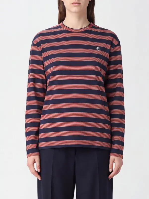 JIL SANDER Striped Embroidered Logo Long Sleeve T-shirt