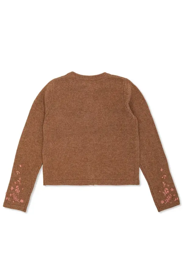 Bonpoint Crew Neck Long-sleeved Knitwear With Embroidered Details