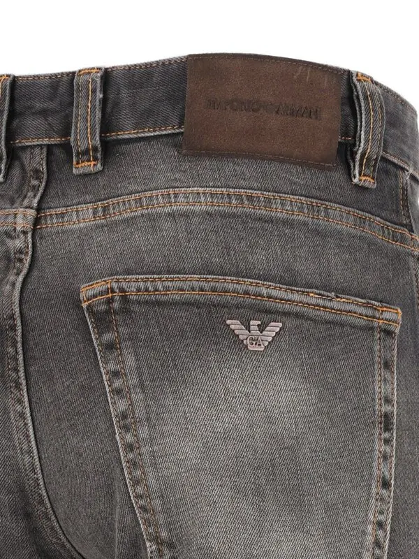 Emporio Armani Straight-leg Belt-loop Jeans - Grey