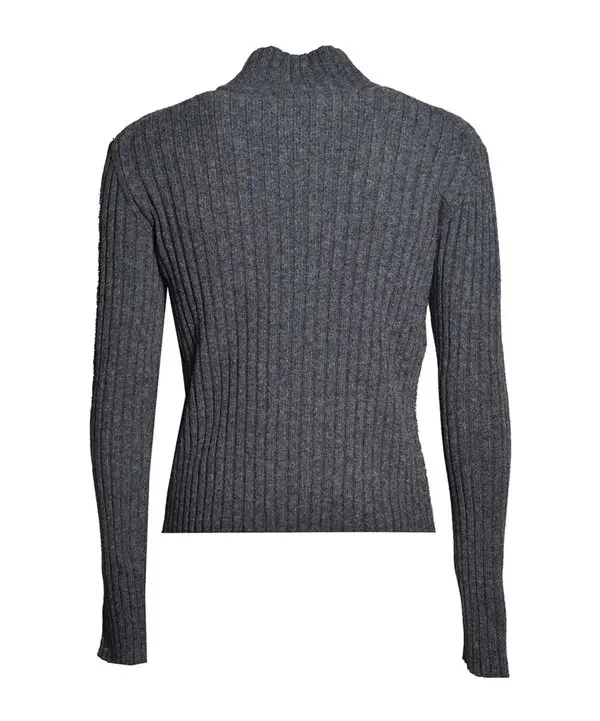 JIL SANDER Ribbed Zip-up High Neck Cardigan