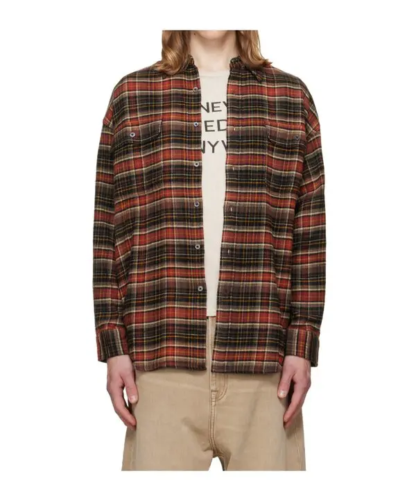 R13 Plaid Classic Collar Long Sleeve Shirt