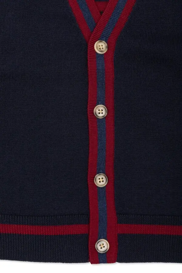 Bonpoint V-neck Striped-trim Cardigan