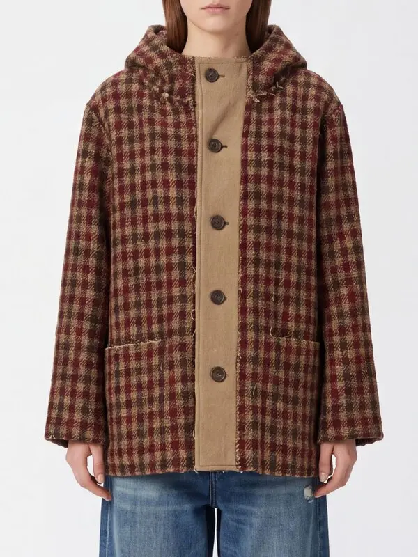 R13 Oversized Houndstooth Hooded Jacket