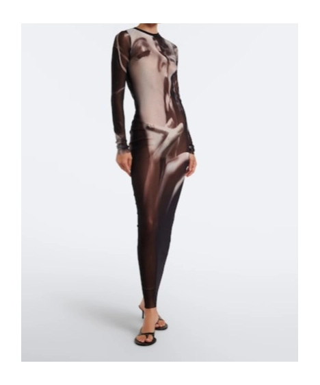 JEAN PAUL GAULTIER Printed Mesh Maxi Dress