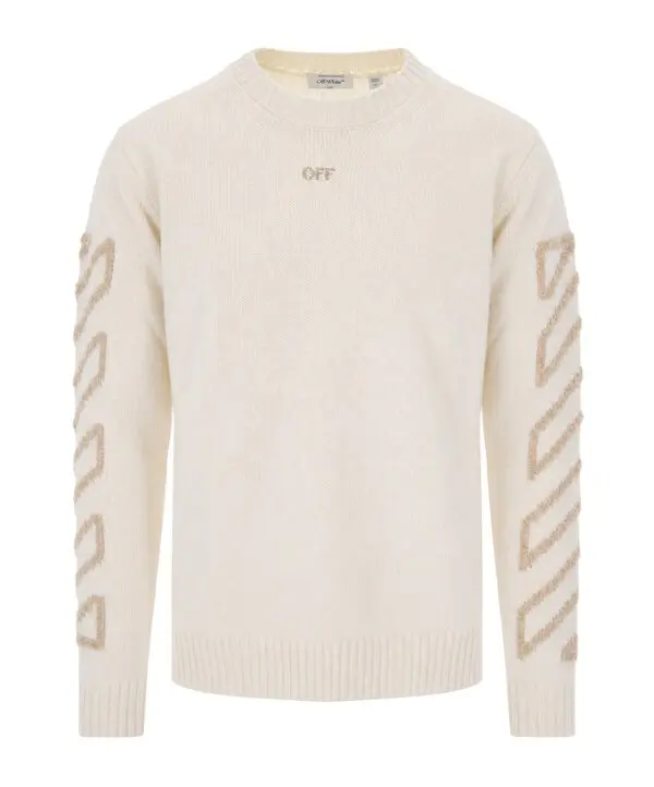 Off-White Arrow Fuzzy Crewneck Knitted Sweater
