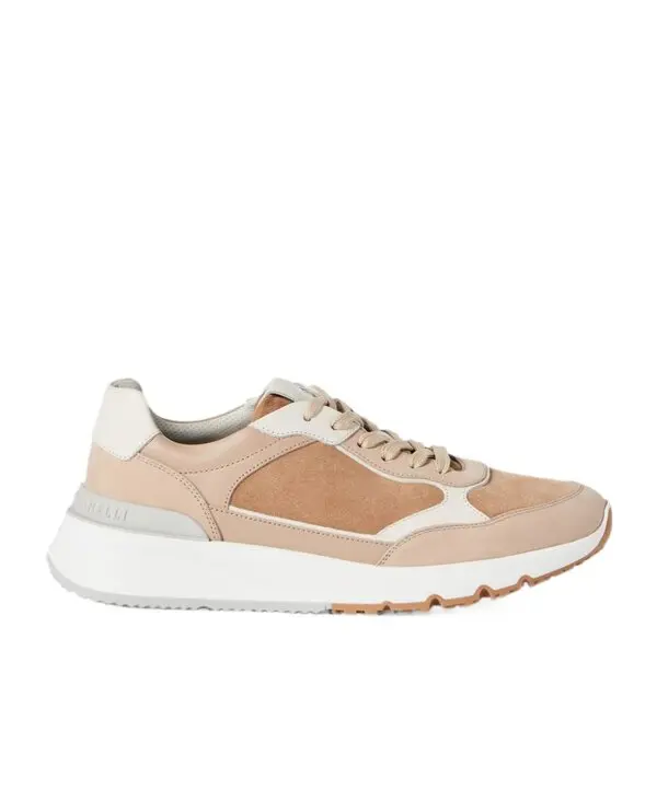 Brunello Cucinelli Nubuck And Suede Lace-up Sneakers