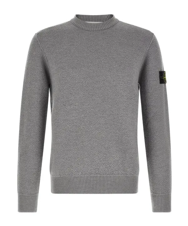 Stone Island Crew Neck Sweater With Textured Processing - Grey