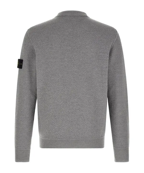 Stone Island Crew Neck Sweater With Textured Processing - Grey