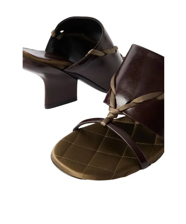 Dries Van Noten Satin-trimmed Leather Mules
