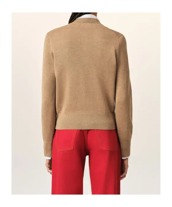 AMI Paris De Coeur Crewneck Cardigan In Responsible Wool