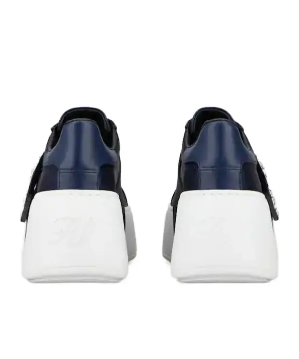 ROGER VIVIER Embellished Satin Sneakers - Navy Blue