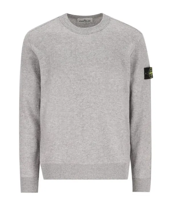 Stone Island Long-sleeved Crewneck Sweater With Ribbed Details - No