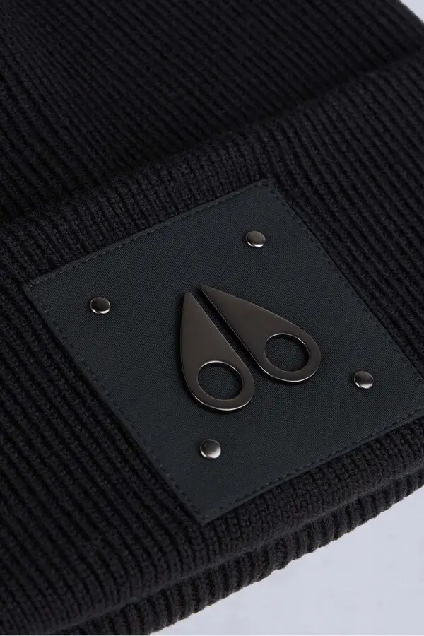 Moose Knuckles Logo Patch Beanie Hat