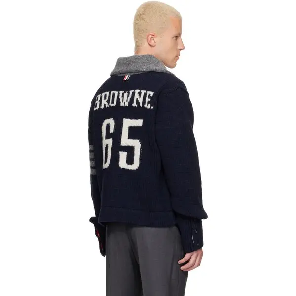 Thom Browne Knitted Hoodie With Rwb Stripes