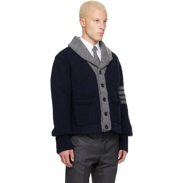 Thom Browne Knitted Hoodie With Rwb Stripes