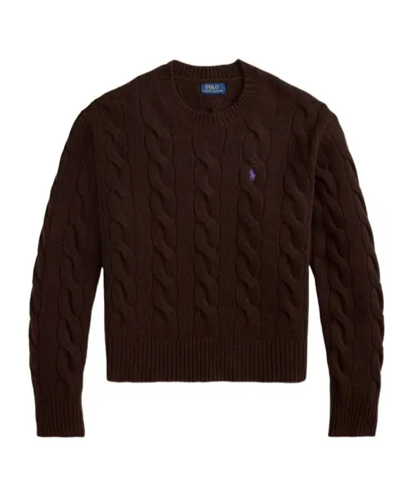 Polo Ralph Lauren Cable-knitted Jumper With Embroidered Logo - Walnut