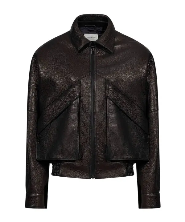 Magda Butrym Classic Collar Vintage Leather Jacket
