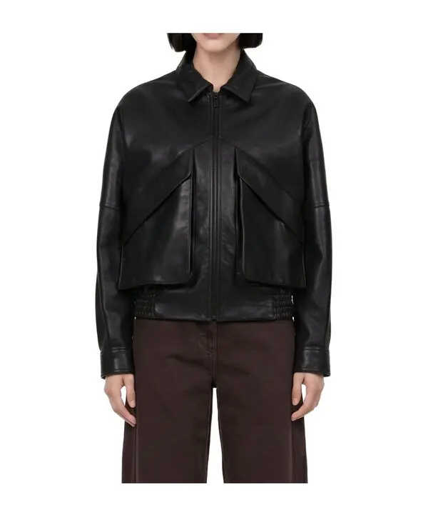 Magda Butrym Classic Collar Vintage Leather Jacket