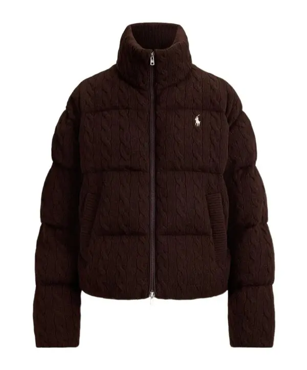 Polo Ralph Lauren Cable-knit Puffer Down Jacket - Black