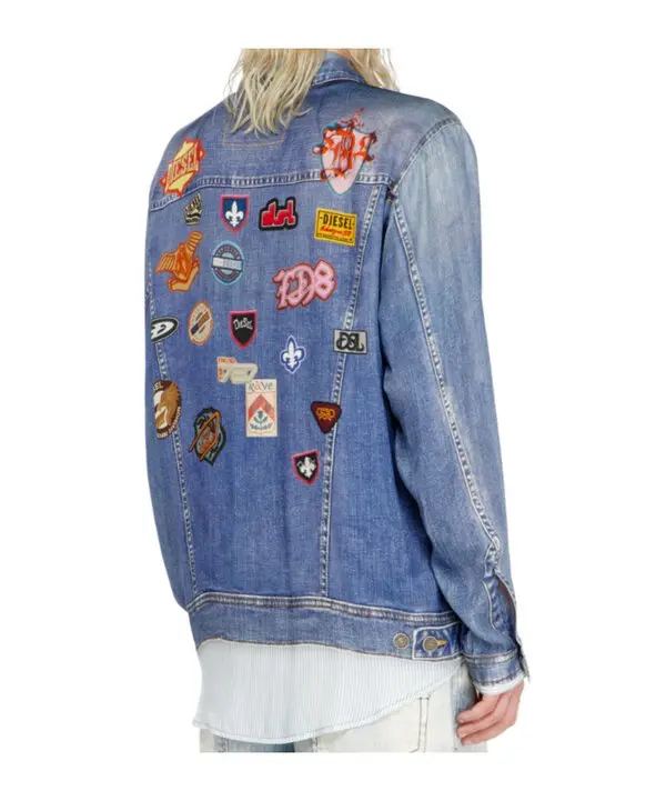 DIESEL® Satin Shirt With Trompe-l'oeil Denim Print
