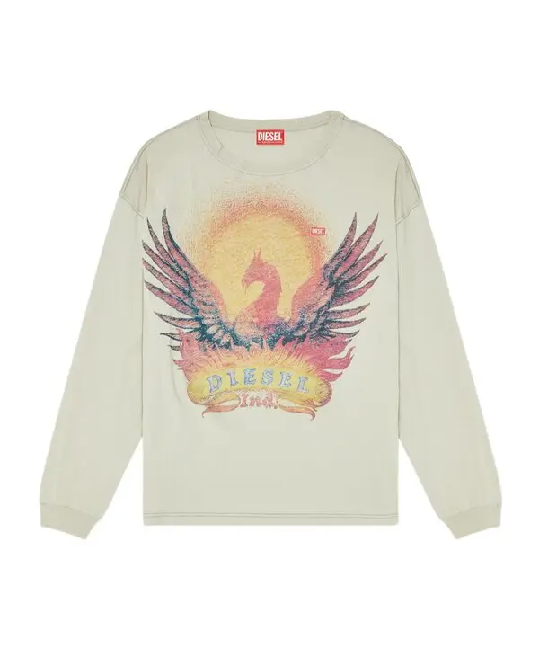 DIESEL® T-box Long Sleeve Graphic T-shirt - Beige