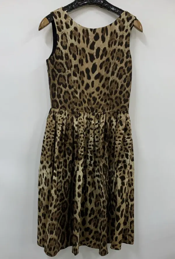 Dolce & Gabbana Leopard Print Sleeveless Midi Dress