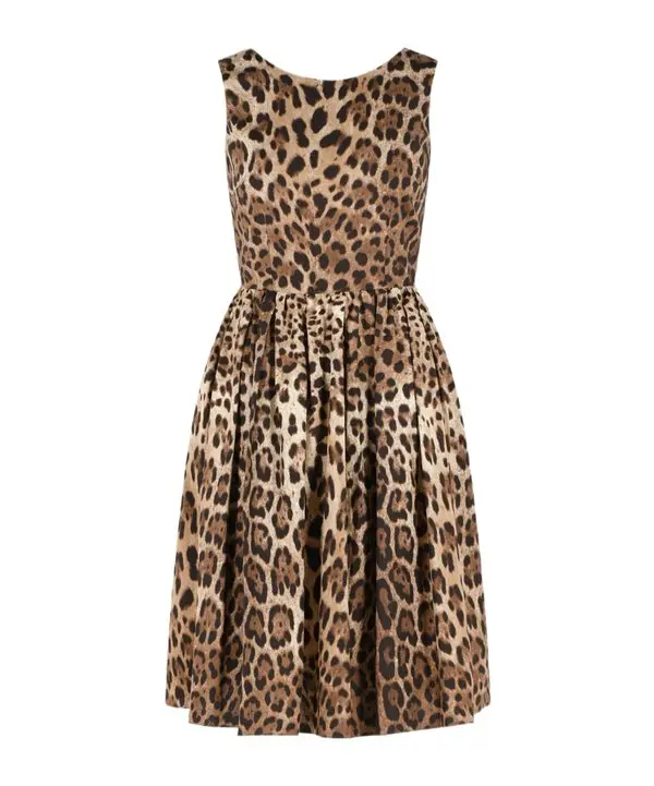 Dolce & Gabbana Leopard Print Sleeveless Midi Dress