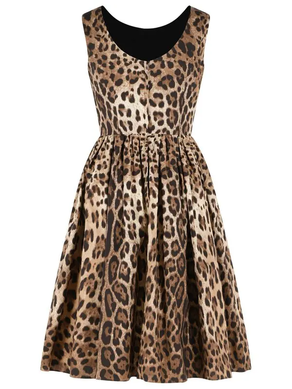 Dolce & Gabbana Leopard Print Sleeveless Midi Dress