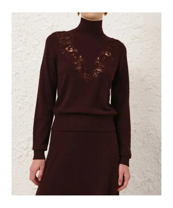 Zimmermann Valiant Merino Lace Turtleneck