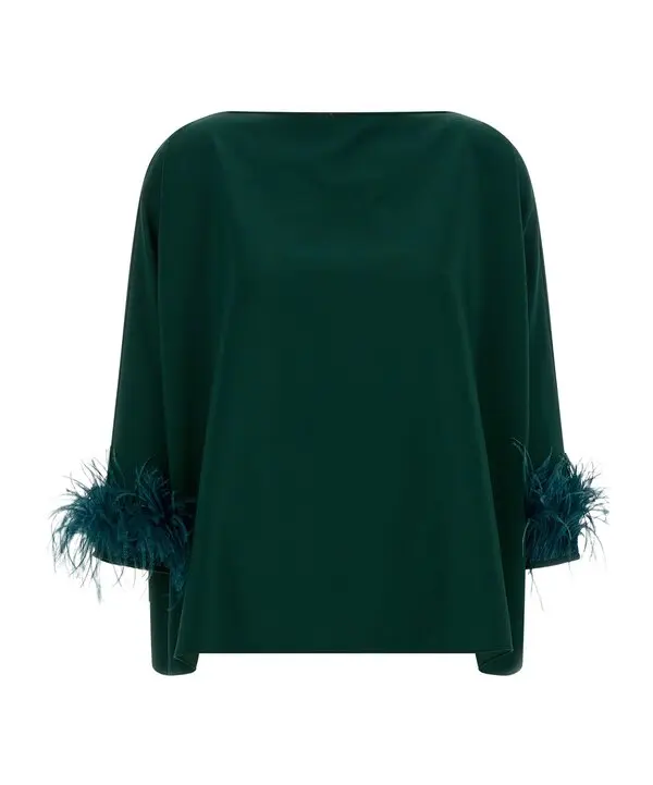 GIANLUCA CAPANNOLO Long Sleeve Top With Feather Cuffs