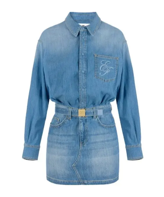 Elisabetta Franchi Belted Denim Mini Dress
