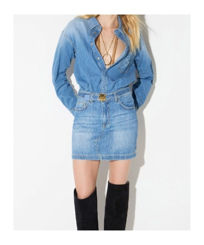 Elisabetta Franchi Belted Denim Mini Dress