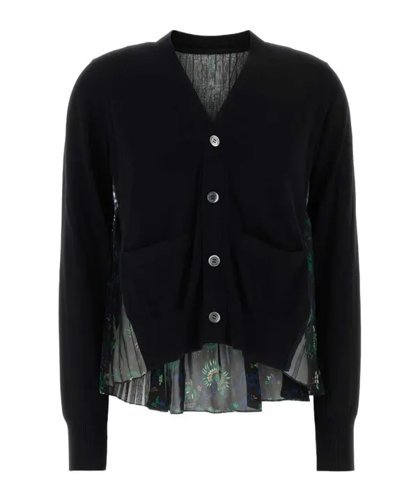 Sacai Button-up Knit Top - Black