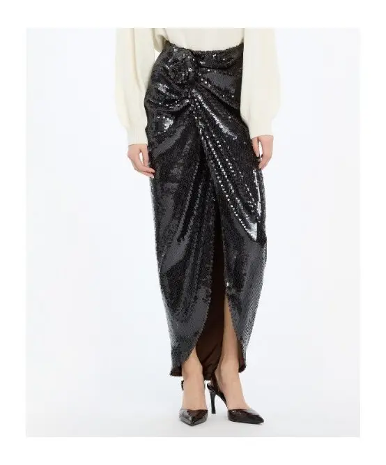 ROTATE BY BIRGER CHRISTENSEN Sequined Knot Skirt