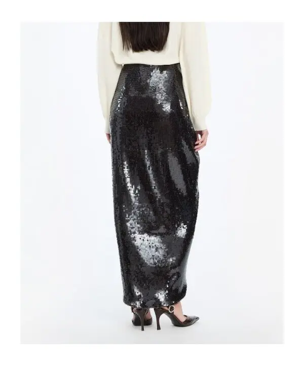 ROTATE BY BIRGER CHRISTENSEN Sequined Knot Skirt
