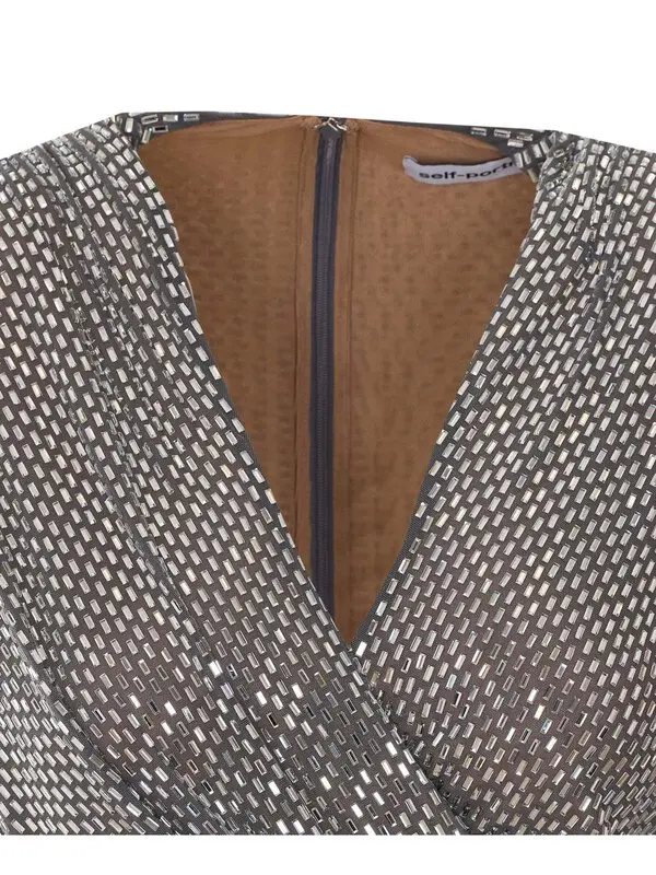 SELF-PORTRAIT Rhinestone Mesh Wrap Top