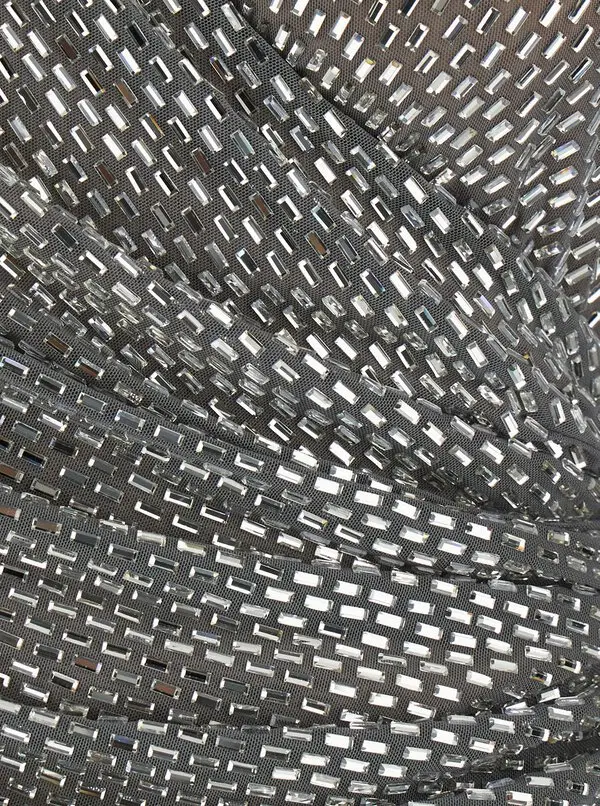 SELF-PORTRAIT Rhinestone Mesh Wrap Top
