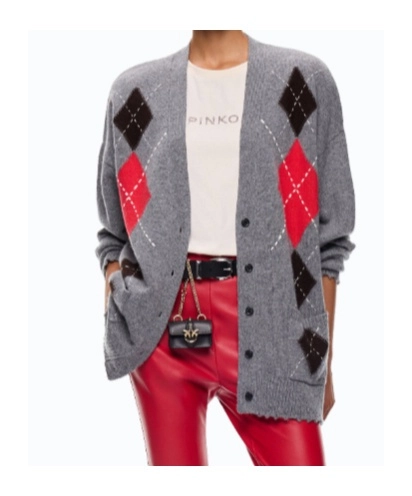 Pinko Wool And Cashmere Argyle Cardigan