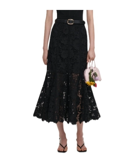 SELF-PORTRAIT A-line Lace Midi Skirt