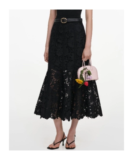 SELF-PORTRAIT A-line Lace Midi Skirt