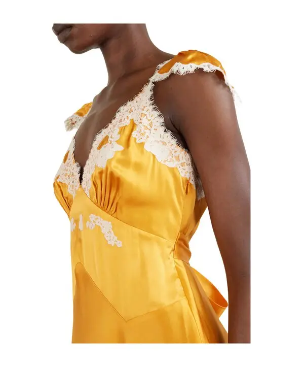 DÔEN Fiona Lace-trimmed Silk-satin Midi Dress - No