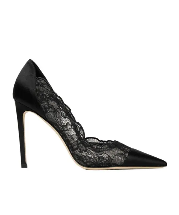 JIMMY CHOO Brigitte 100 Lace And Satin Pumps