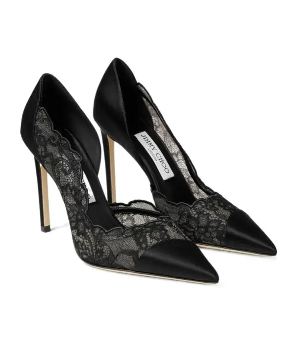 JIMMY CHOO Brigitte 100 Lace And Satin Pumps