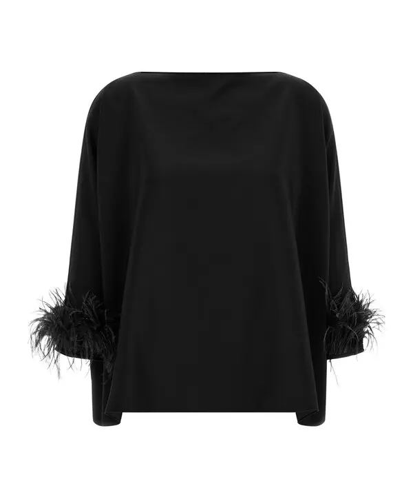 GIANLUCA CAPANNOLO Boatneck Top With Feather Cuffs