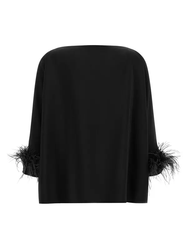 GIANLUCA CAPANNOLO Boatneck Top With Feather Cuffs